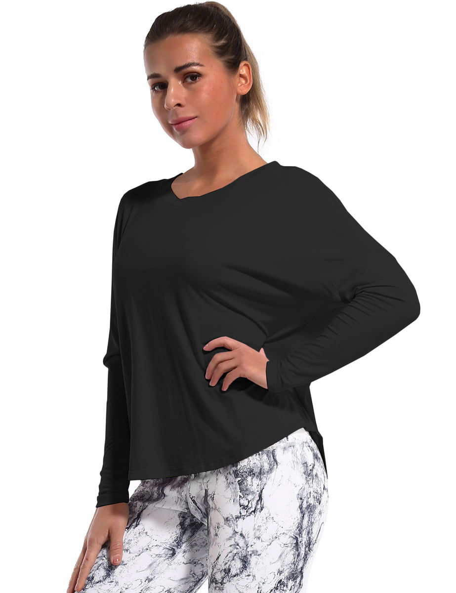Gym Batwing Tunic Tops black_Gym – bubblelime