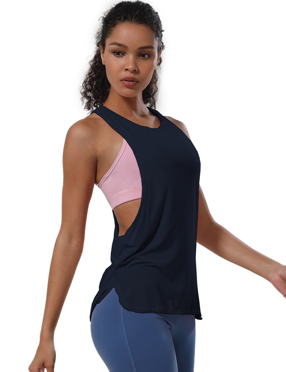 Low Cut Loose Fit Tank Top darknavy_yogastudio – bubblelime