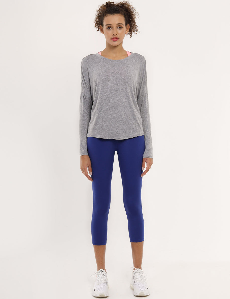 Yoga Batwing Tunic Tops heathergray_yoga – bubblelime