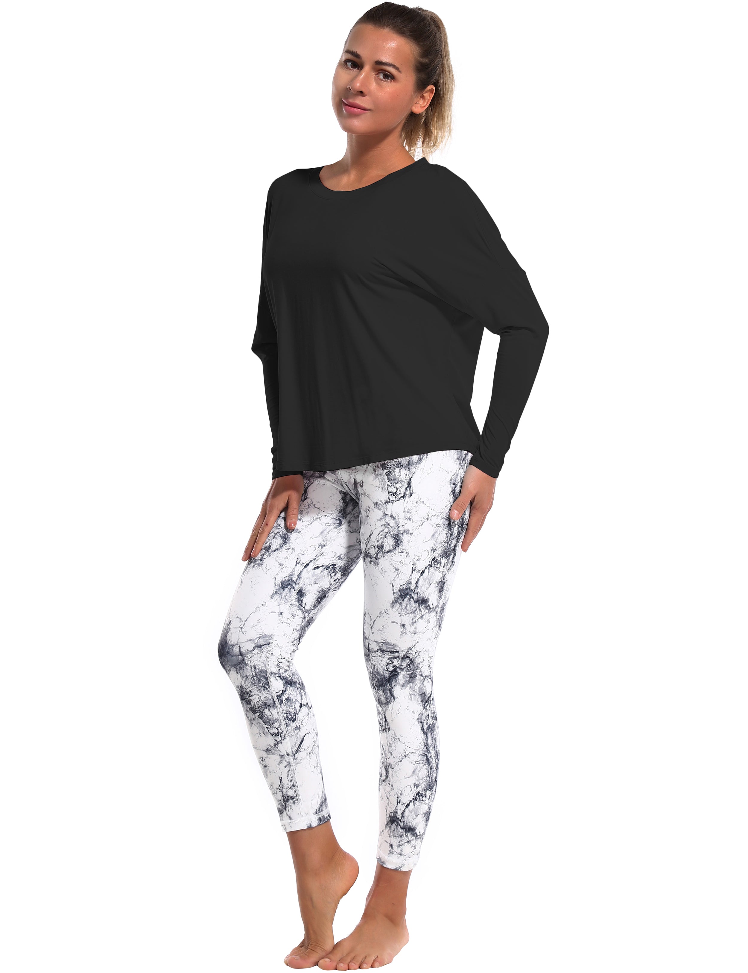Gym Batwing Tunic Tops black_Gym – bubblelime