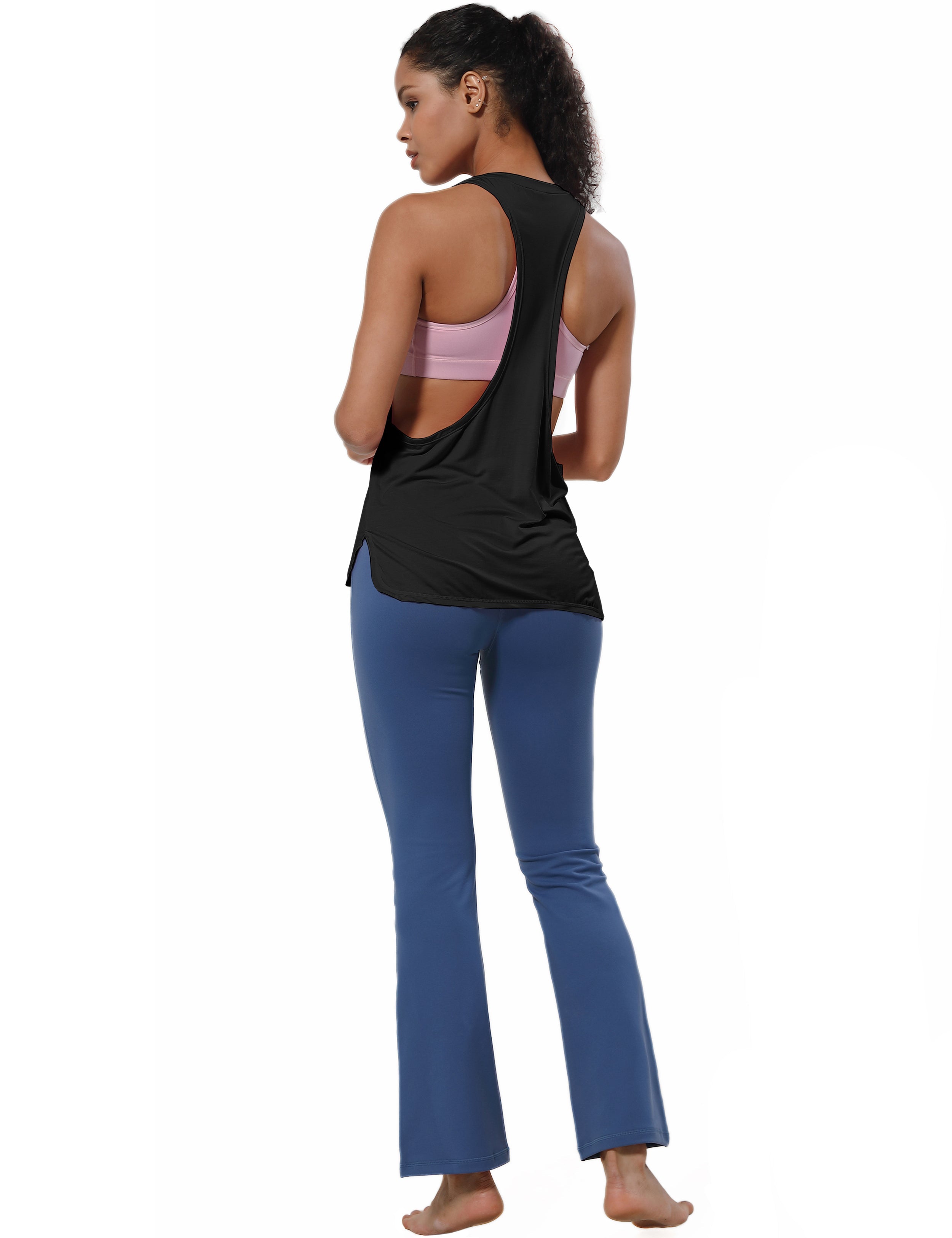 Low Cut Loose Fit Tank Top black_Gym – bubblelime