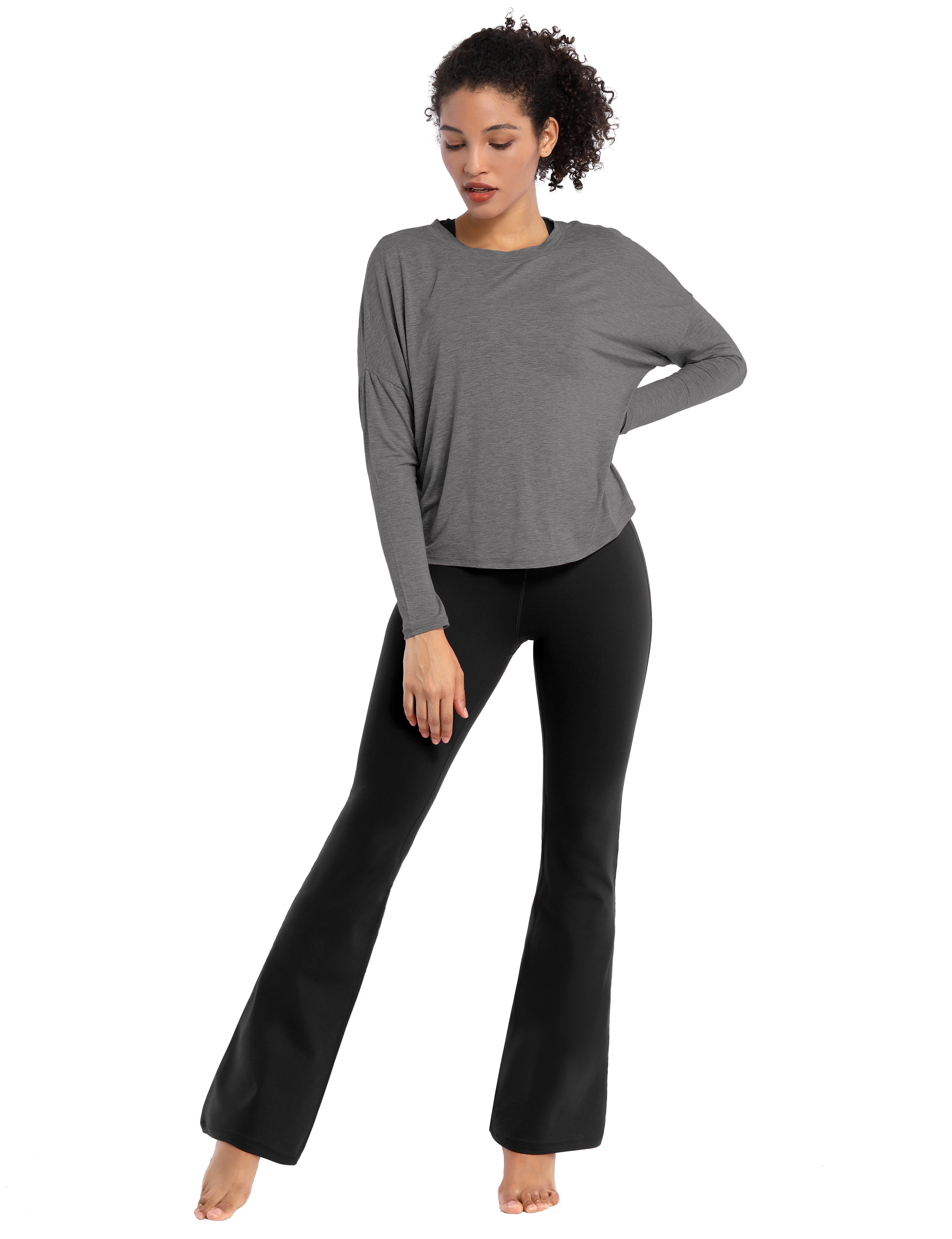 29" 31" 33" 35" Cotton Nylon Bootcut Leggings Black_Gym – bubblelime